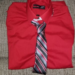 jf j.ferrar | Shirts | Jf Jferrar Red Slim Dress Shirt And Tie | Poshmark
